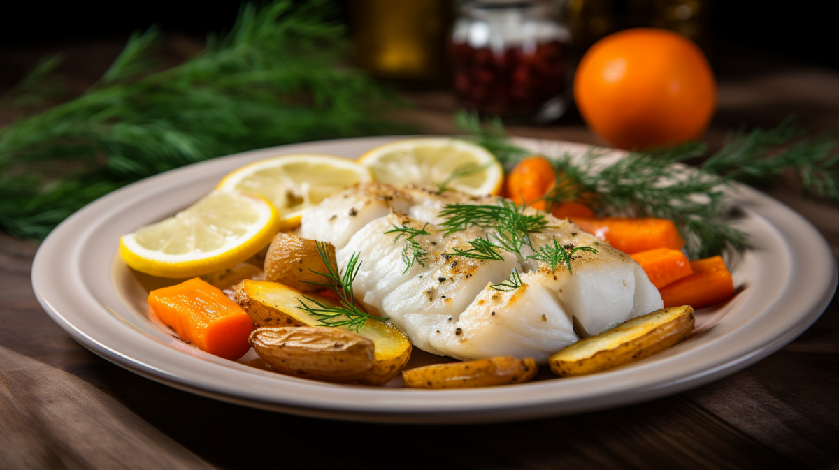 Bærerkaftig Ovnsbakt torsk med poteter og gulrøtter - Hjemmekokklauget.no